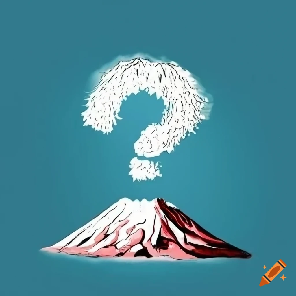 Question mark on japanese style drawing of mount fuji on Craiyon