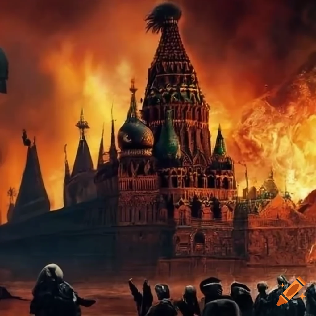 Detailed portrayal of a giant monster destroying a building on Craiyon