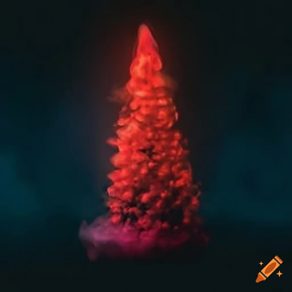 War smoke shaping like a christmas tree on Craiyon