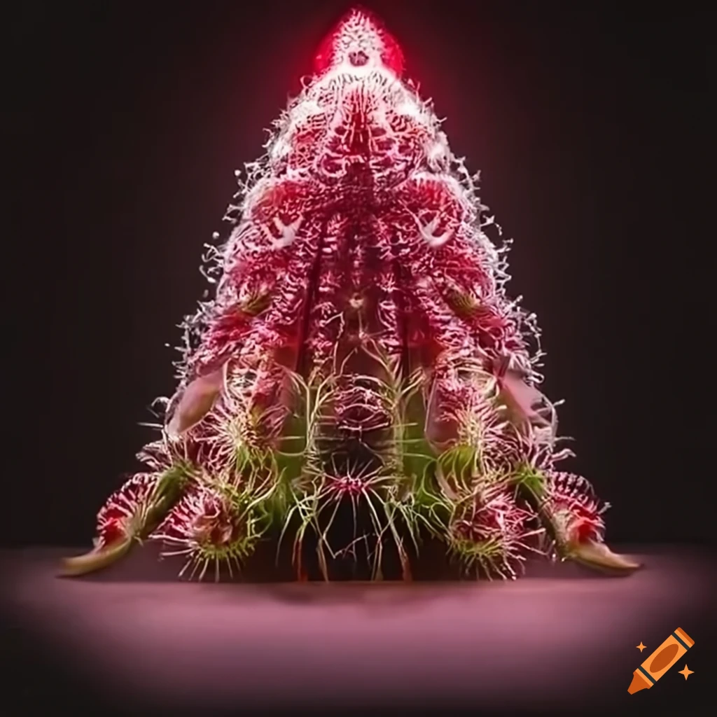 Unique christmas tree made of carnivorous plants on Craiyon
