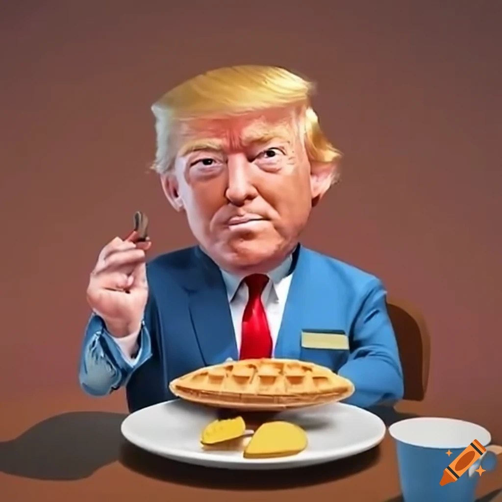 Satirical scene of Donald Trump dining with Bob the Builder and Wendy ...