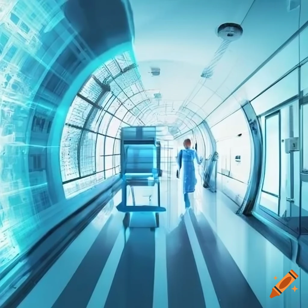 Composite image of hospital environment and technology on Craiyon