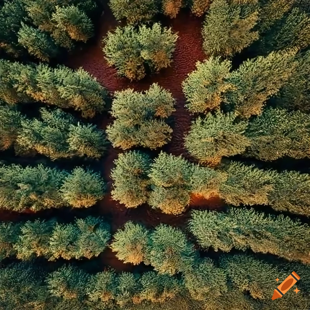 Aerial view of a christmas tree farm in realistic hd on Craiyon