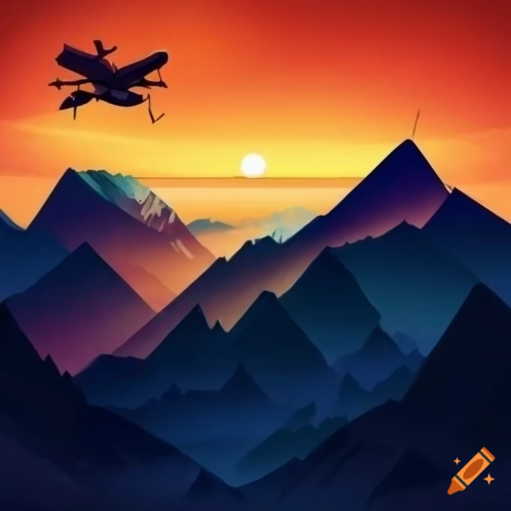 Fantasy planes flying near snowy mountains at dawn on Craiyon