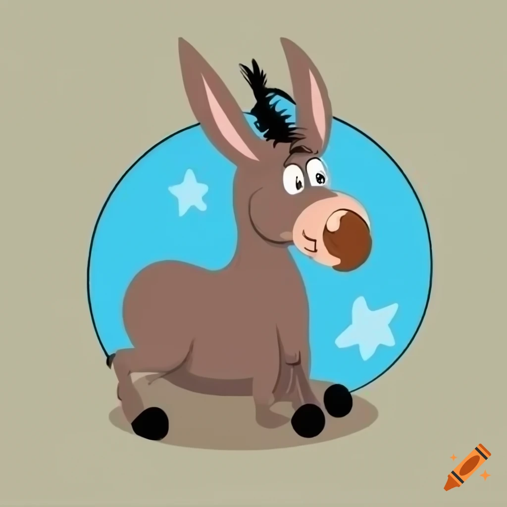 Cartoon donkey in a nativity scene style on Craiyon