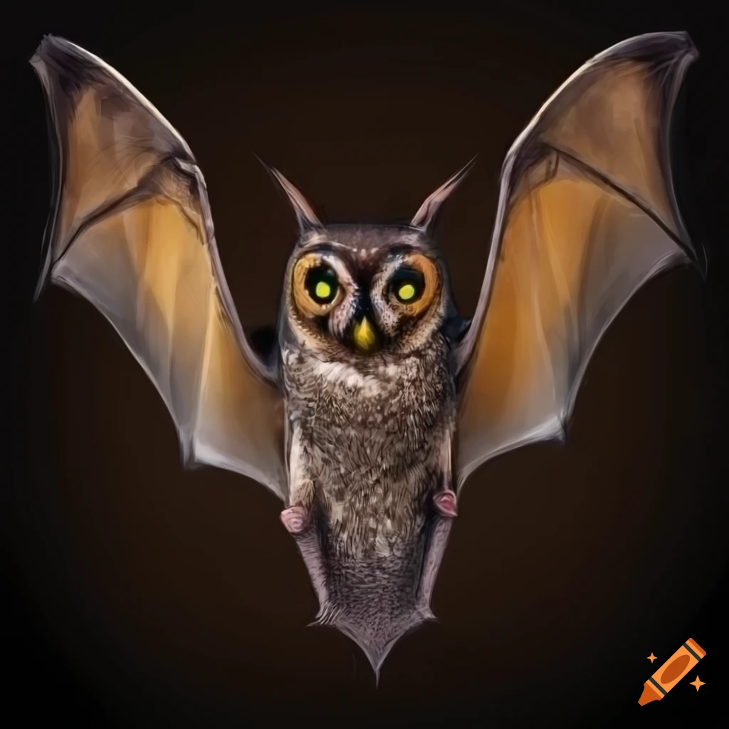 Bat with owl wings on Craiyon