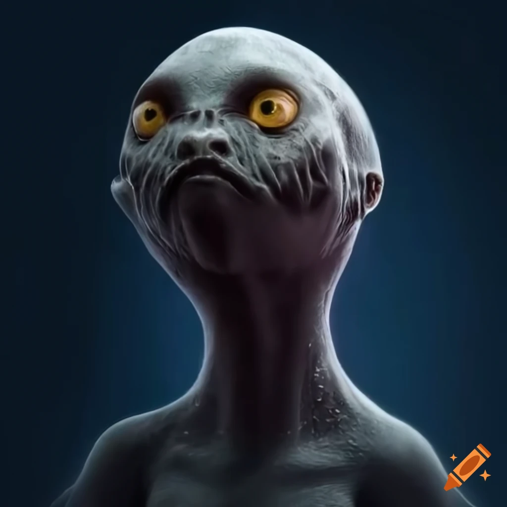 Moon-shaped head creature wearing a jumpsuit on Craiyon