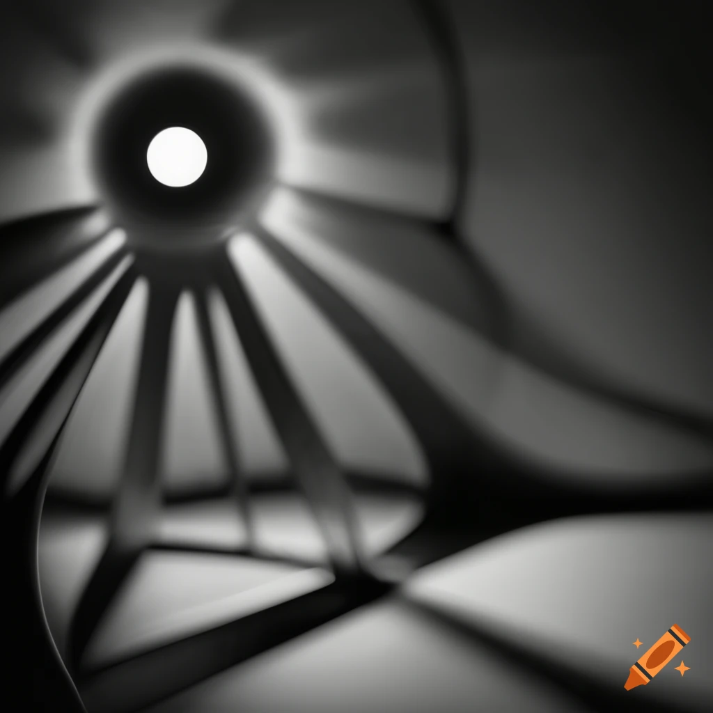Unusual gathering with evocative shadows and intricate details in black ...
