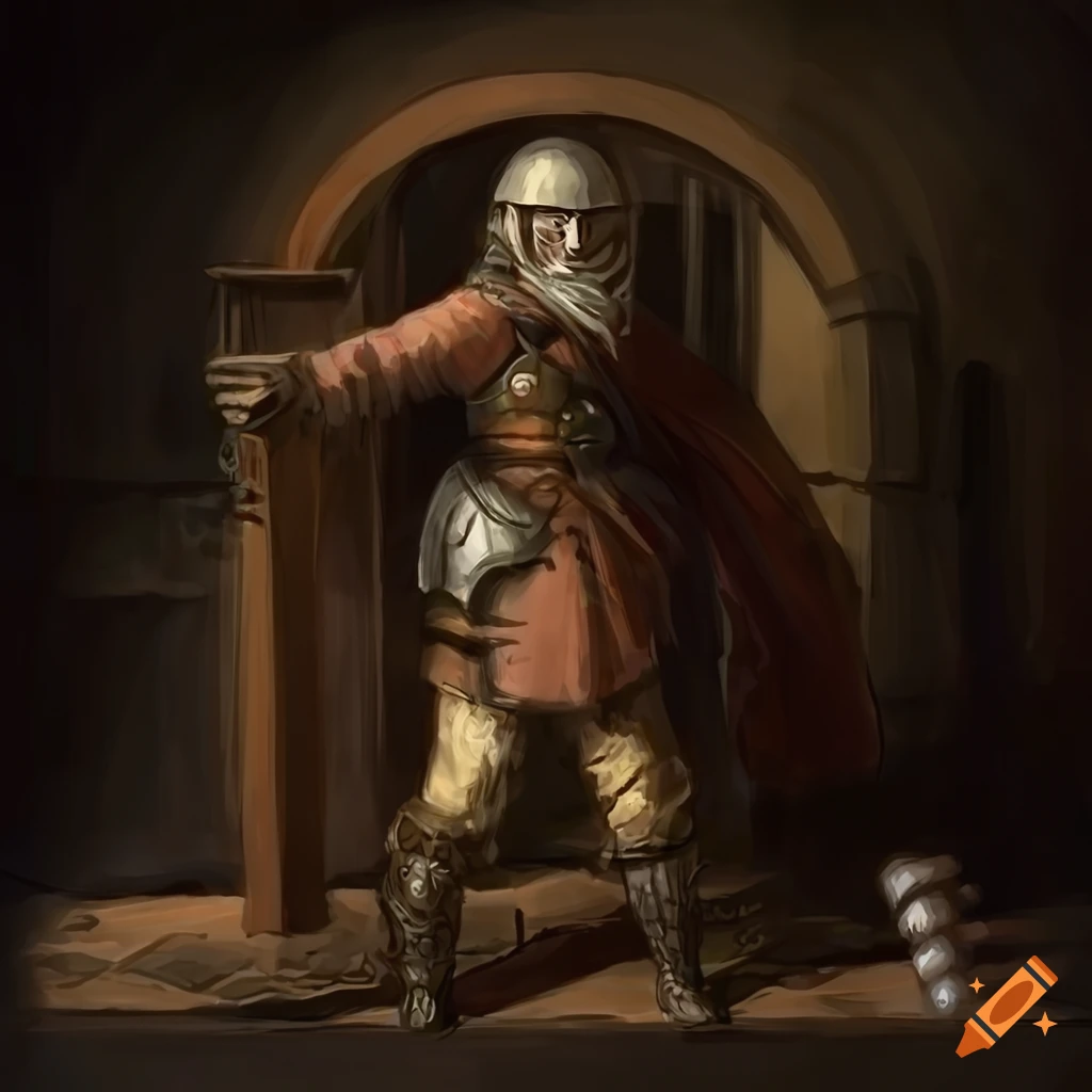 French renaissance jailer guarding a jail in fantasy art style on Craiyon
