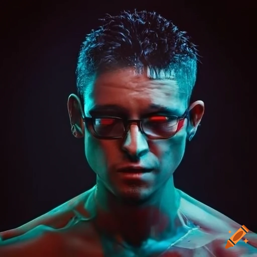 Pardo man with short hair and brazilian ethnicity in a cyberpunk style ...