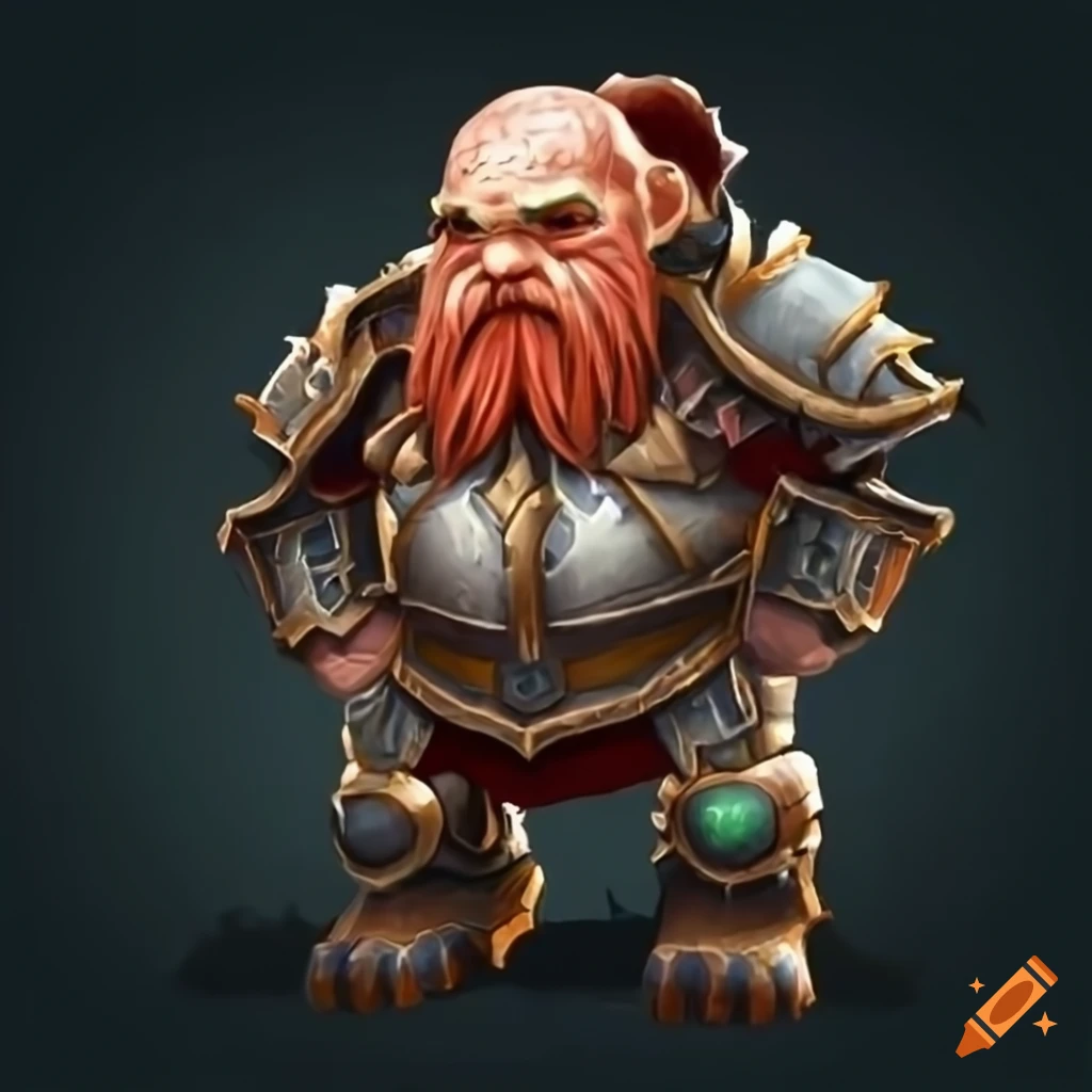 Bronzebeard dwarf in tech armor and goggles on Craiyon