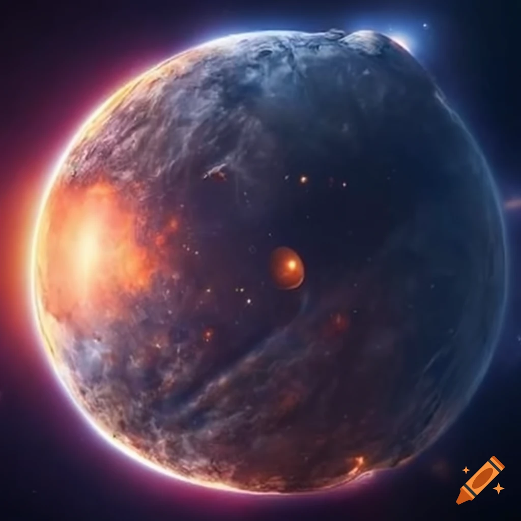 Massive explosion as 2 planets collide in space on Craiyon