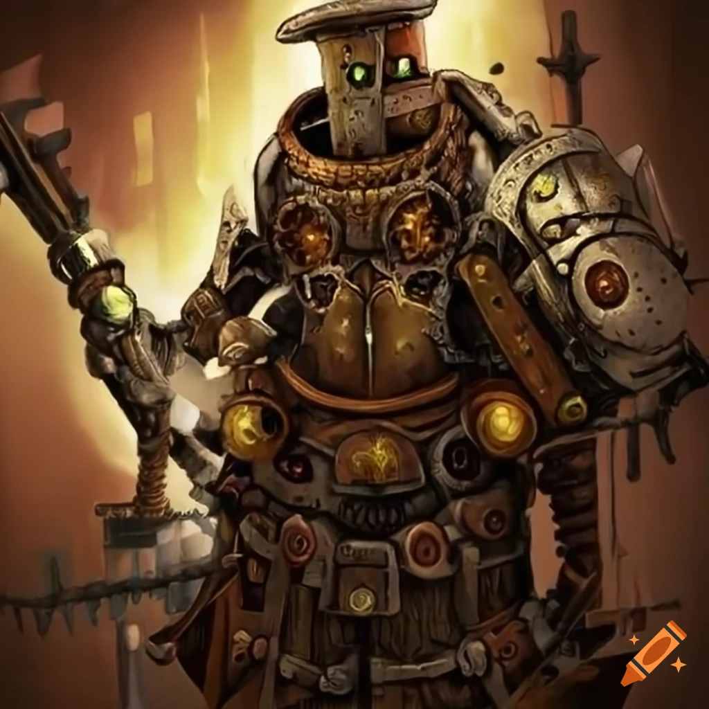 Towering steampunk robot knight on Craiyon