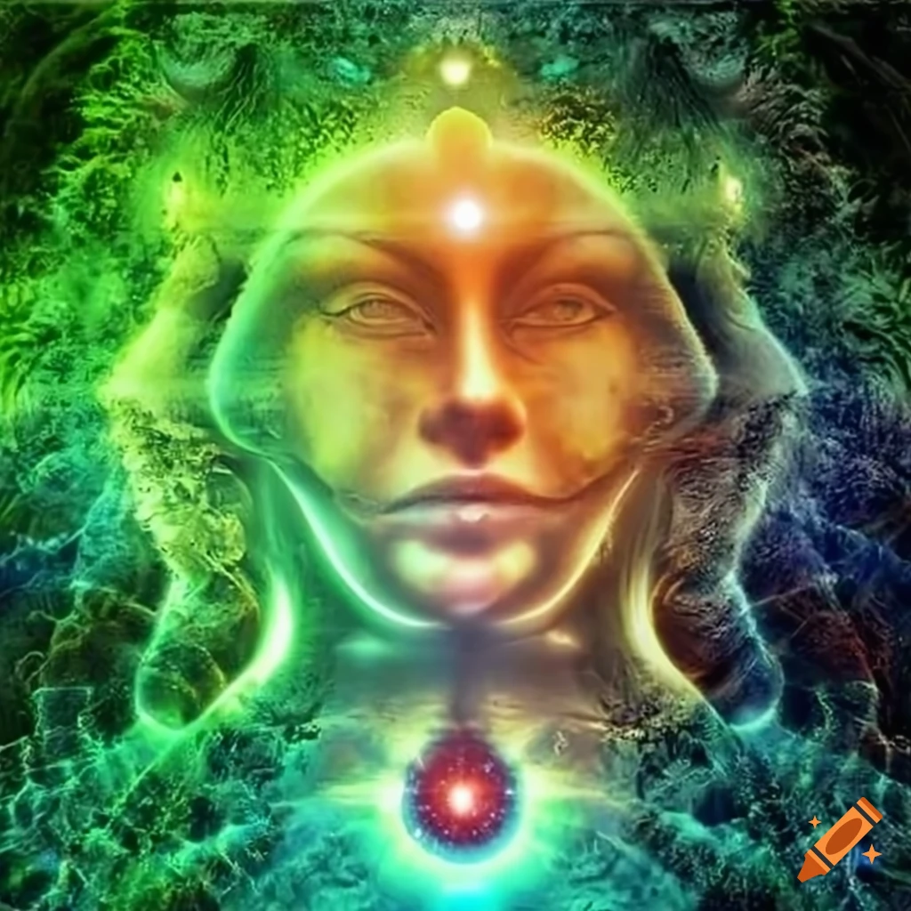 Green consciousness warpstorm in a spiritual awakening earth on Craiyon