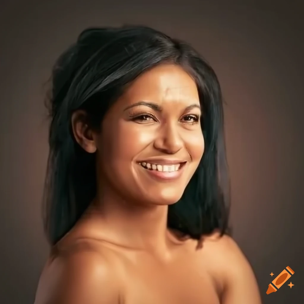 Kindly smiling Latin woman with black hair and dark brown eyes on Craiyon