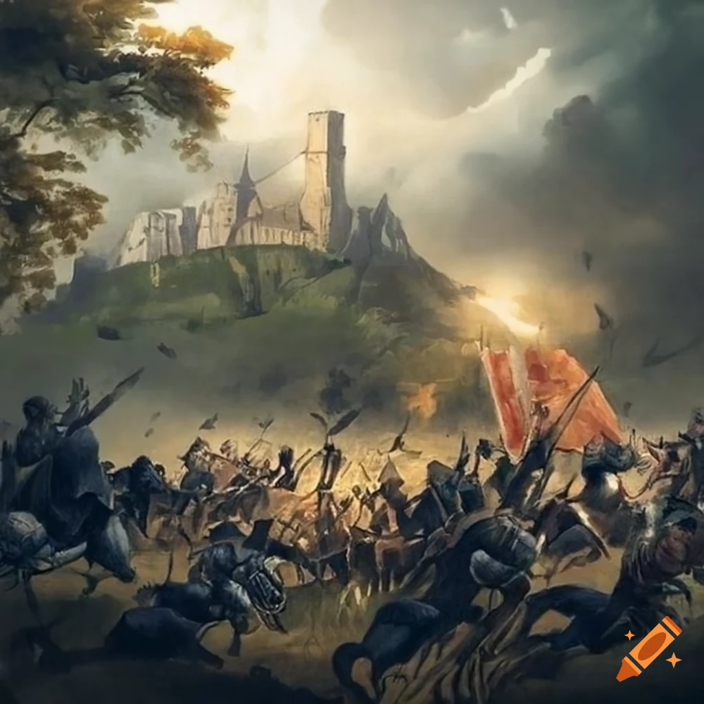 Medieval battle landscape on Craiyon