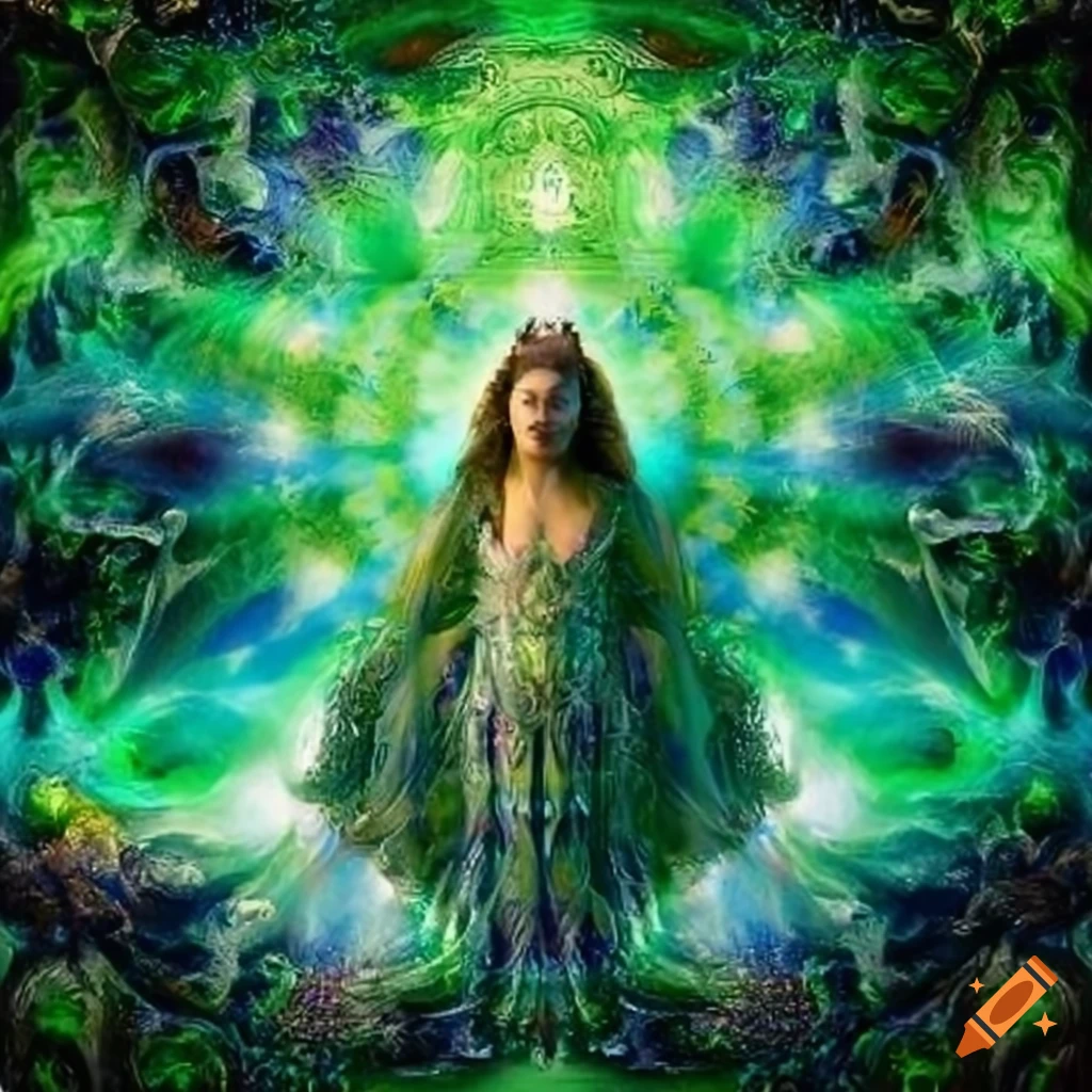 Chaos god of green consciousness depicted in an angelic form on Craiyon