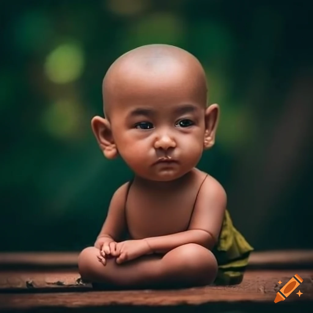 Cute baby monk on Craiyon