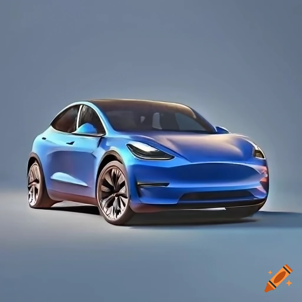 Blue tesla model y on Craiyon
