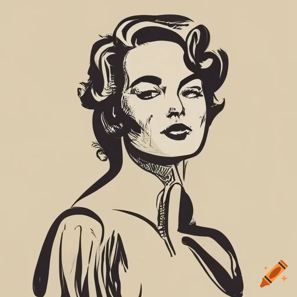 Vintage female figure templates sketched with pencil strokes on Craiyon