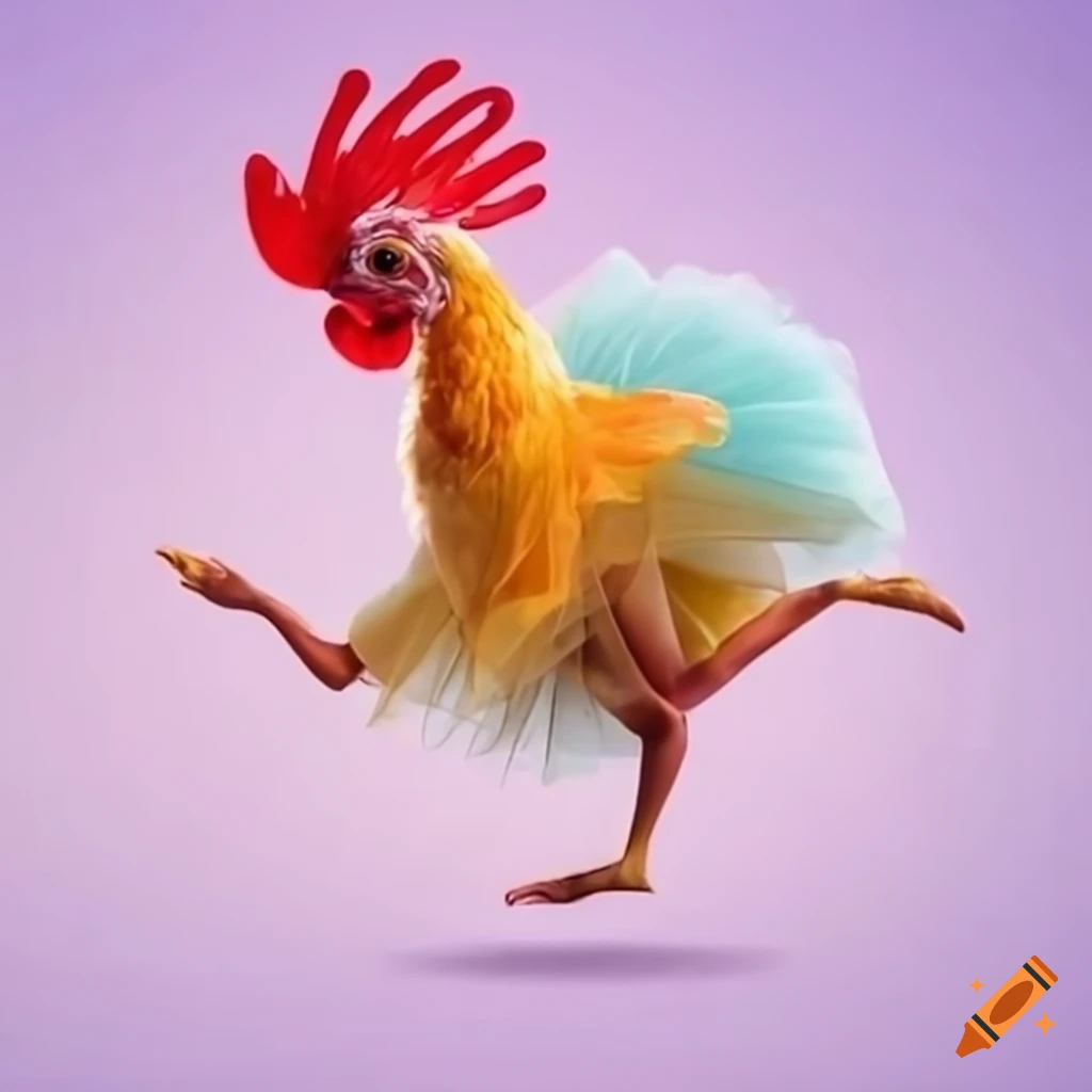 Chicken dancing ballet in a fluffy tutu on Craiyon
