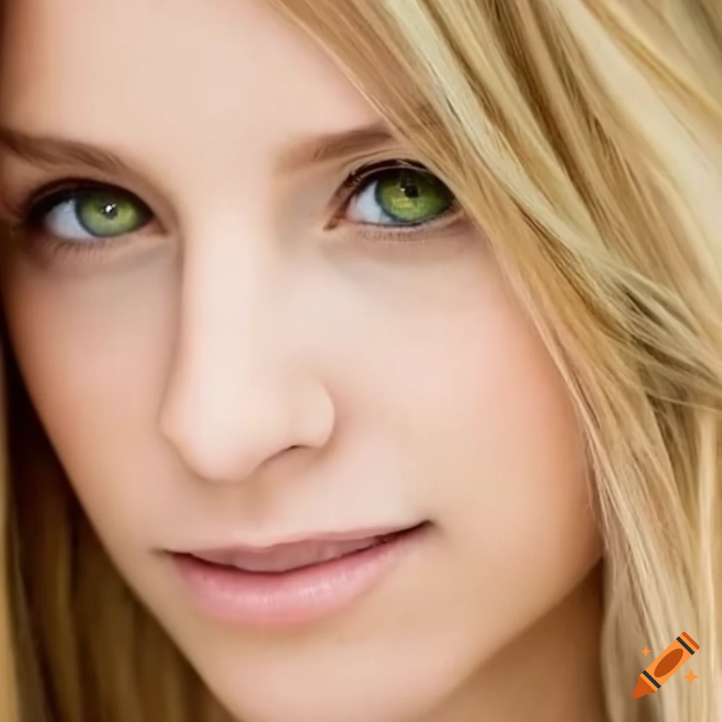 Midwest woman with blonde hair and green eyes on Craiyon