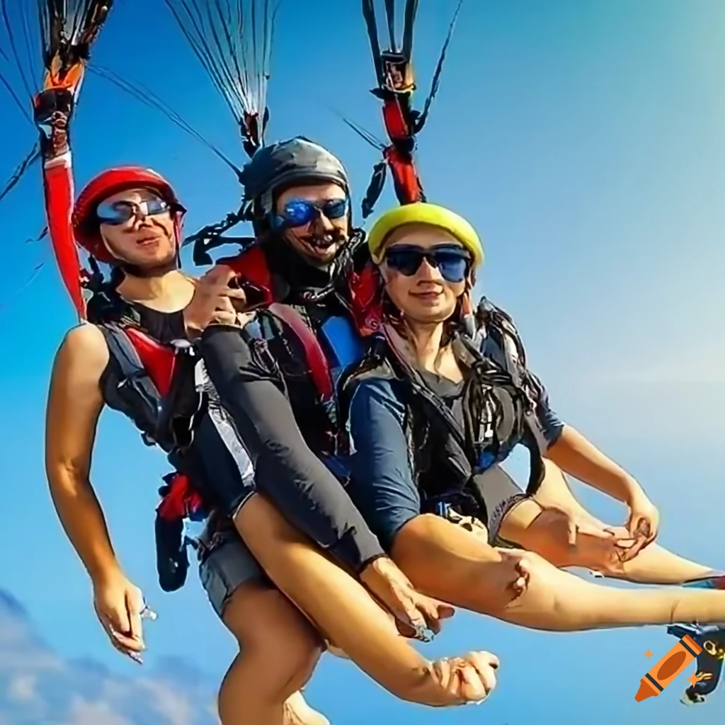 Group paragliding adventure on Craiyon
