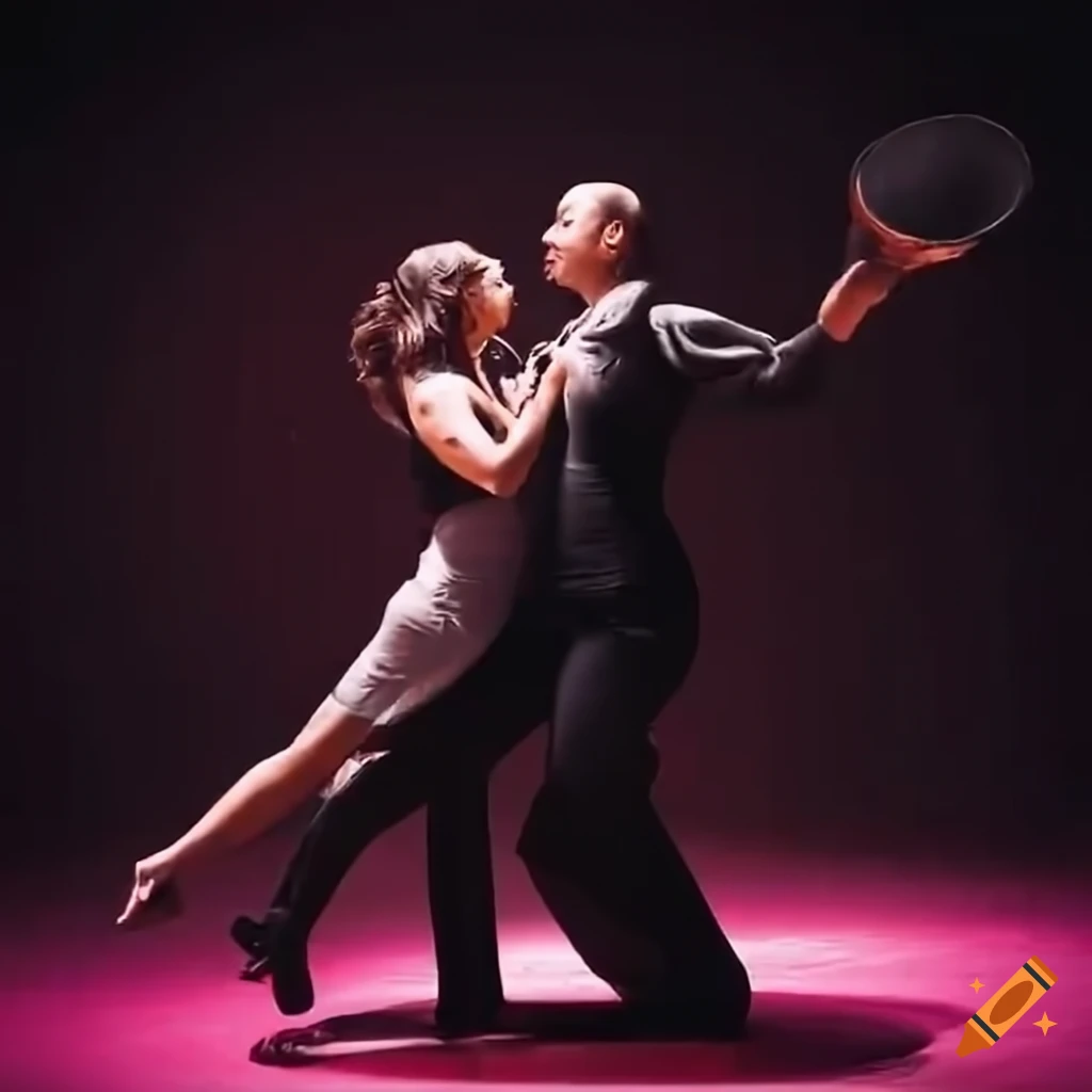 Tango dancers on the floor of a huge frying pan on Craiyon