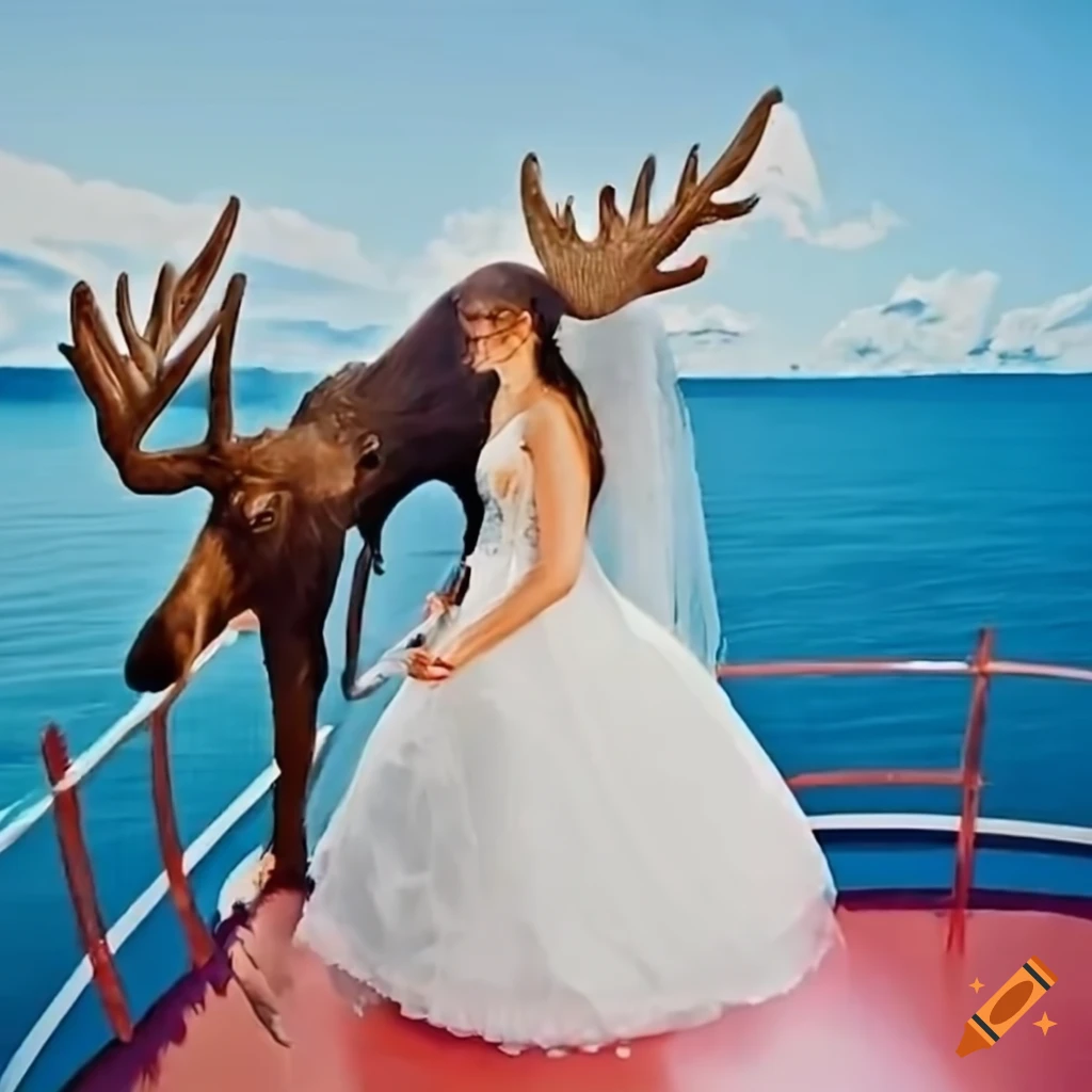 Moose bride on a cruise ship on Craiyon