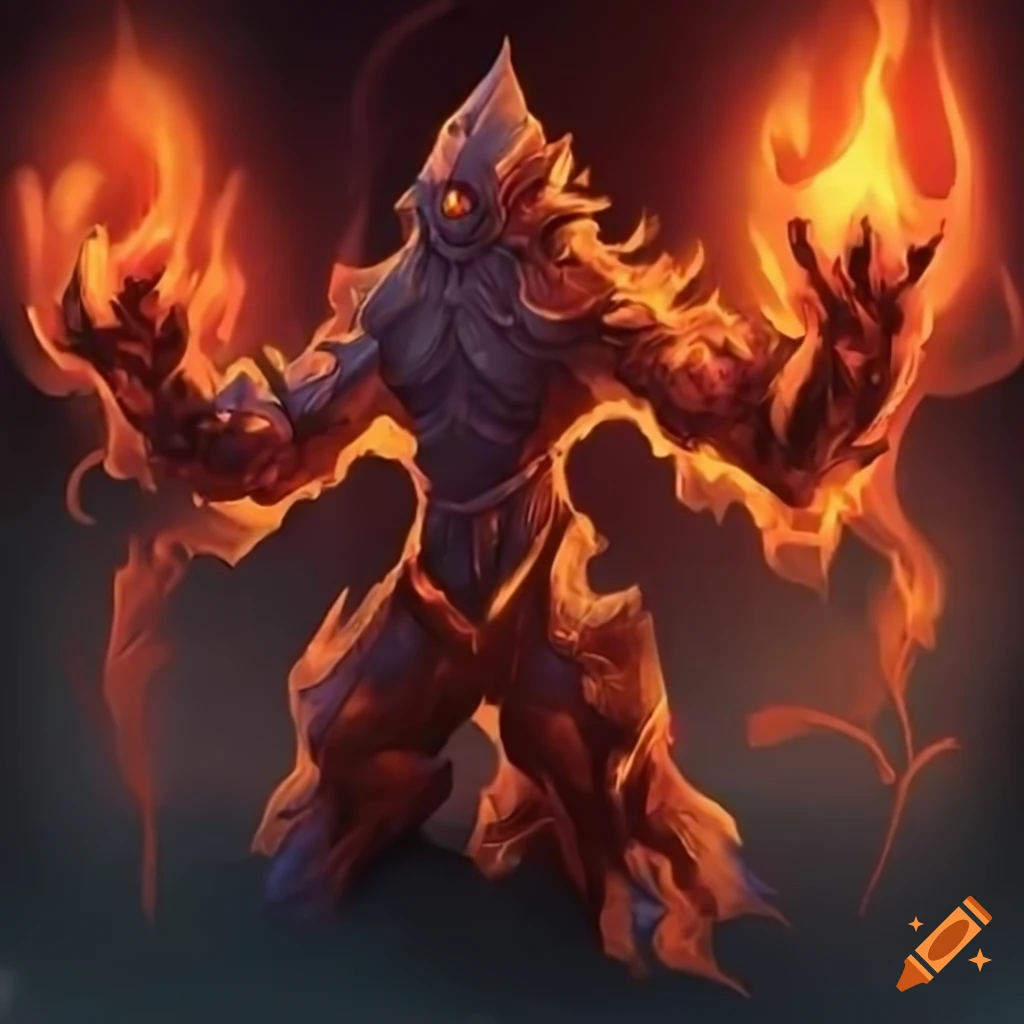 Detailed magma elemental in the style of legend of andor on Craiyon