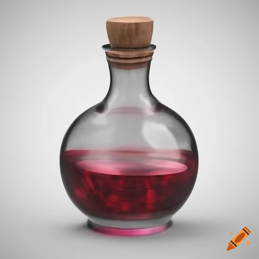 Dark fantasy style health potion with wooden stopper on white ...