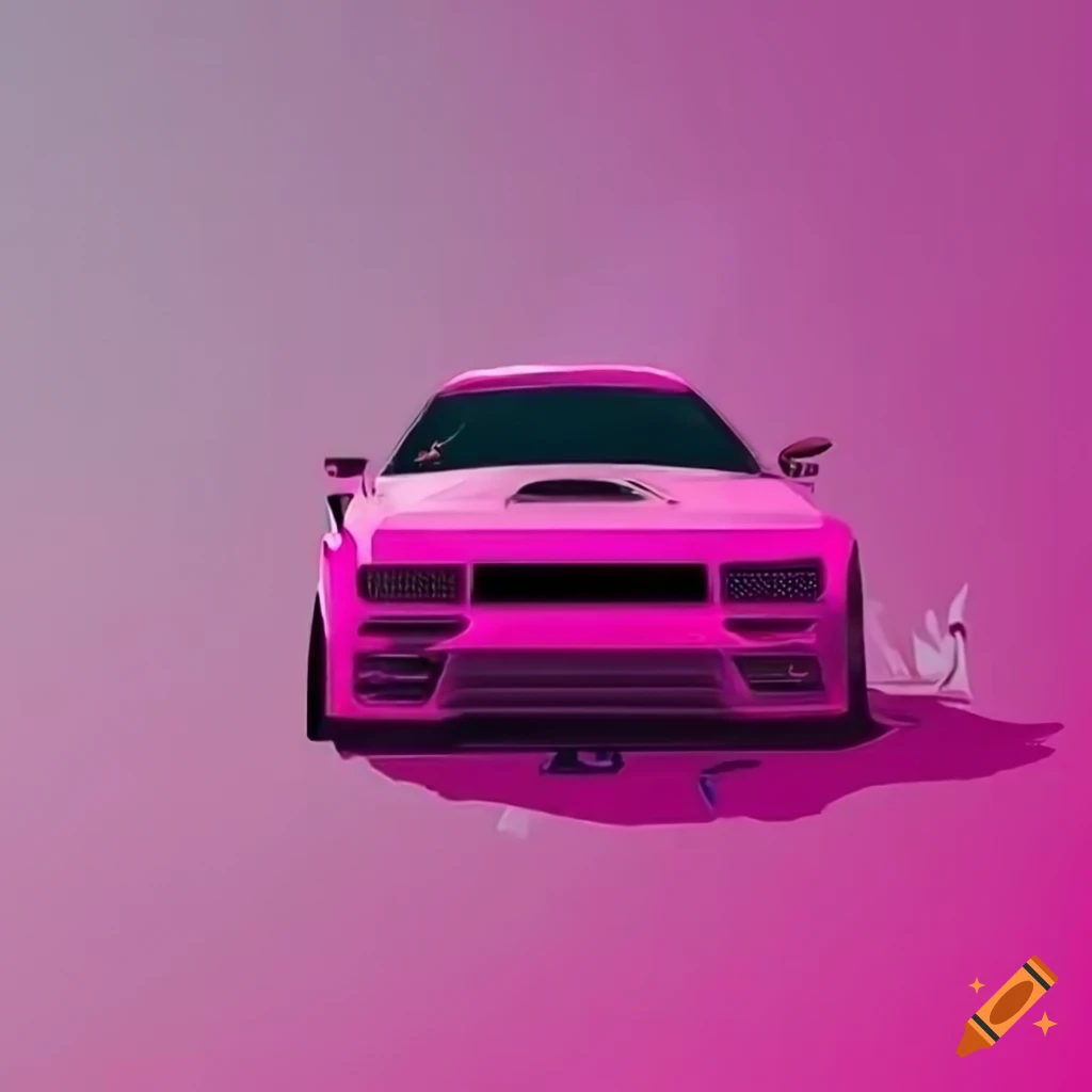 Pink drift phonk art featuring a sports car on Craiyon