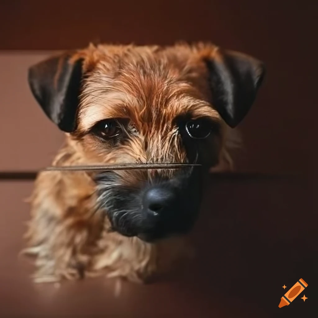 Border terrier dog in a box on Craiyon