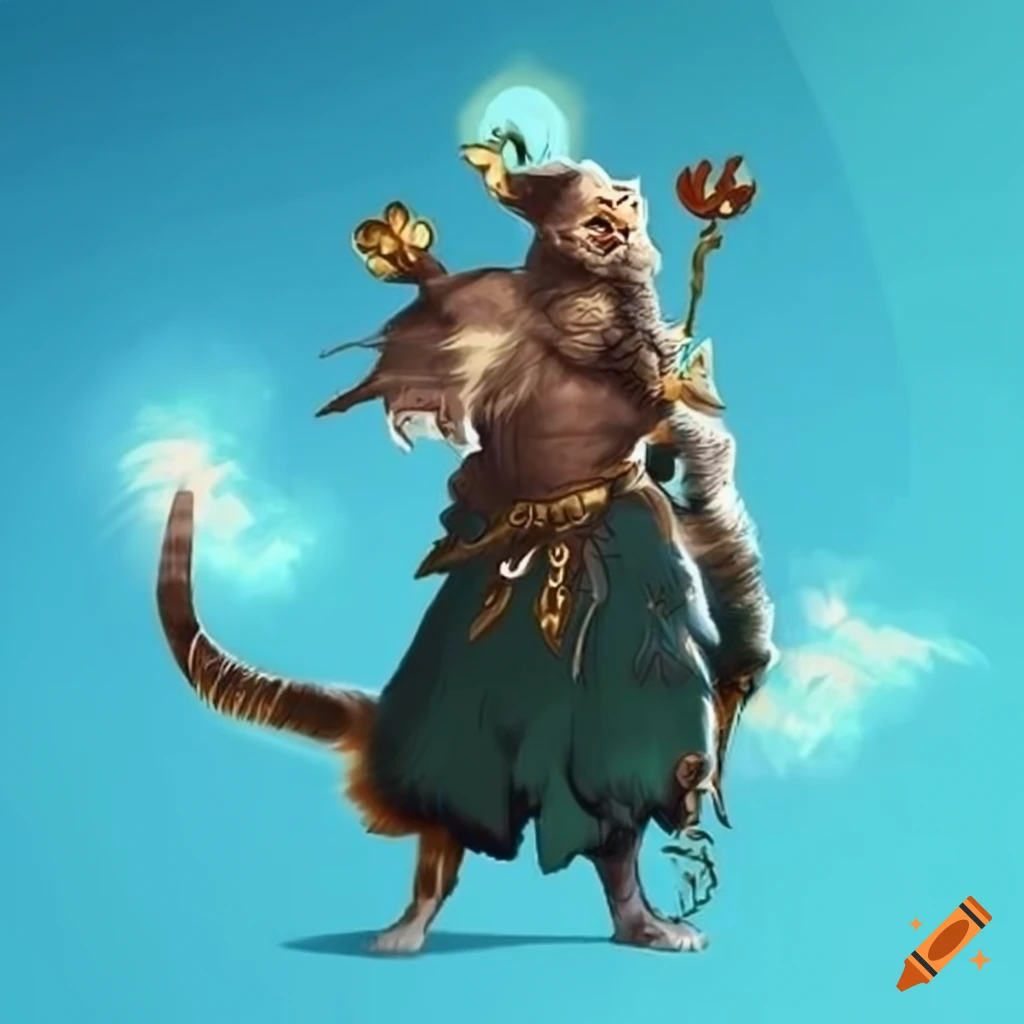 Cat god with a funny fantasy creature on Craiyon