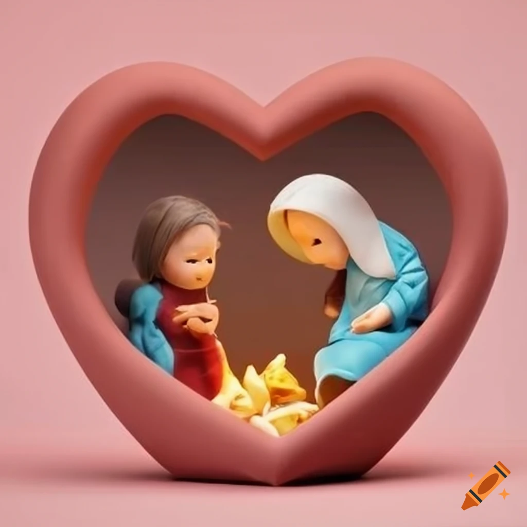 Heart shaped manger with child on Craiyon