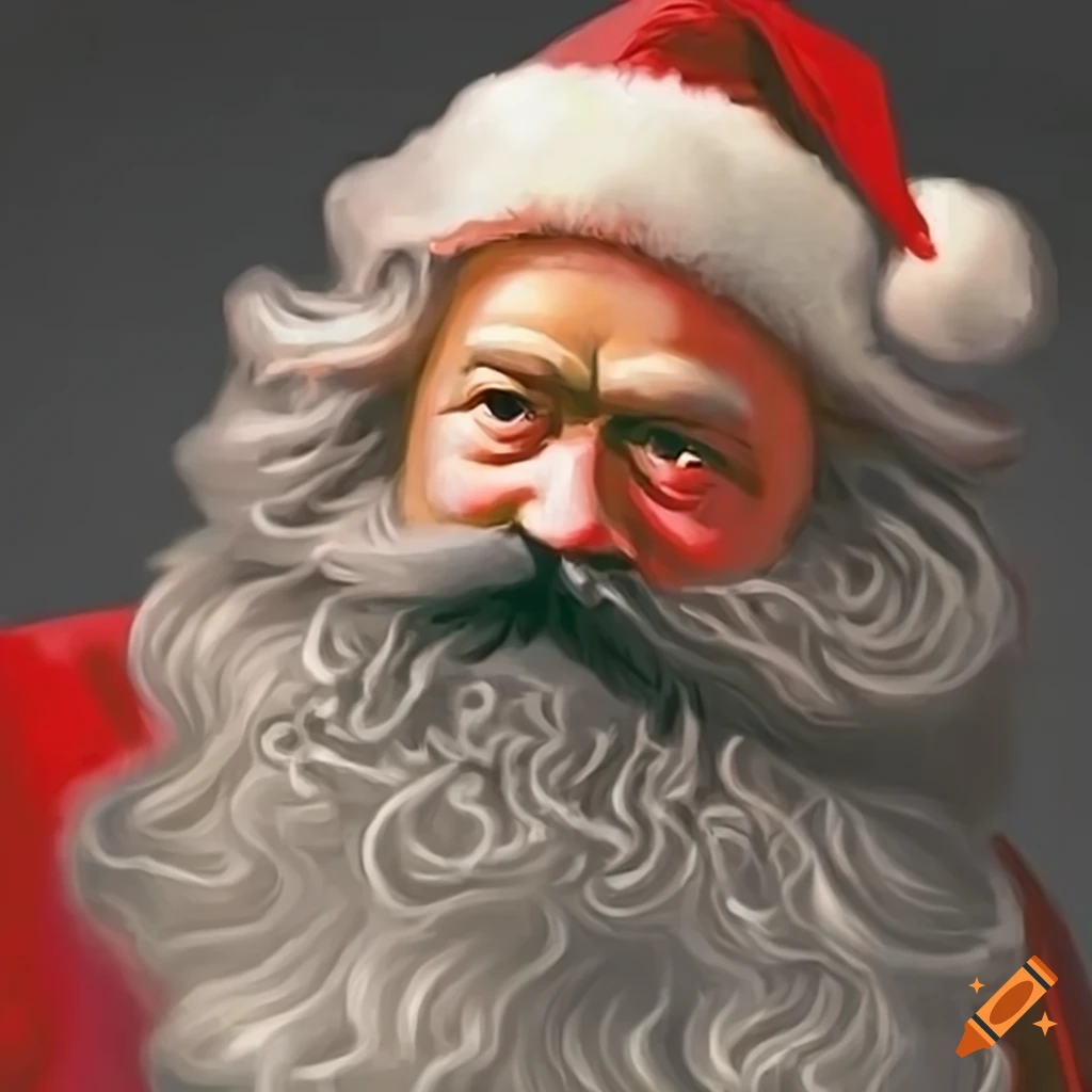 Satirical portrayal of karl marx as santa claus on Craiyon