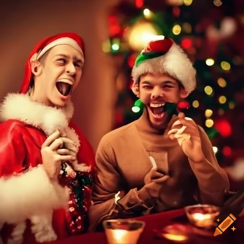 Friends celebrating christmas together on Craiyon