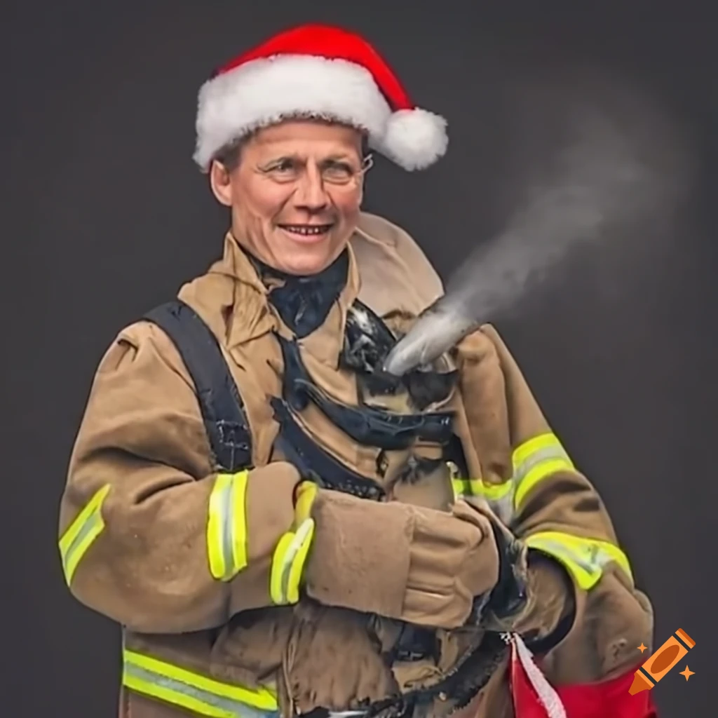 Firefighter celebrating christmas on Craiyon