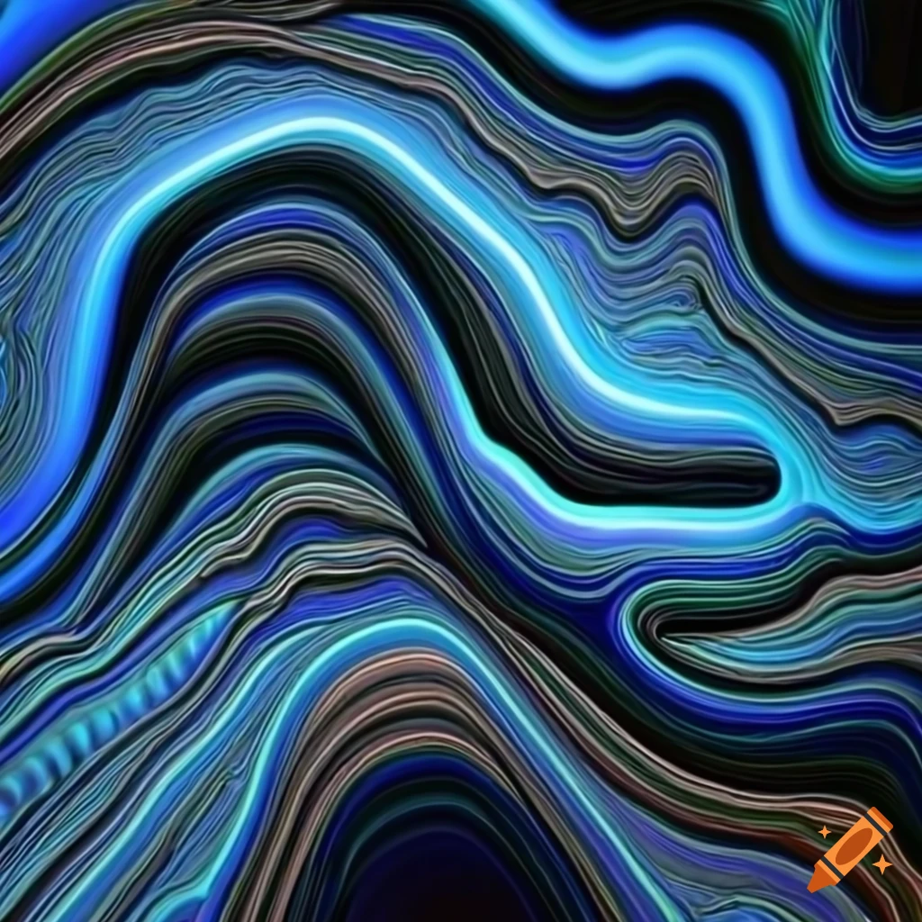 Dark blue trippy waves on oled black background in 3d on Craiyon