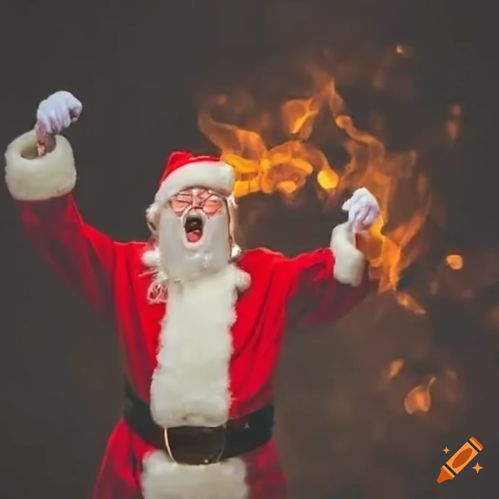 Santa claus in flames screaming on Craiyon