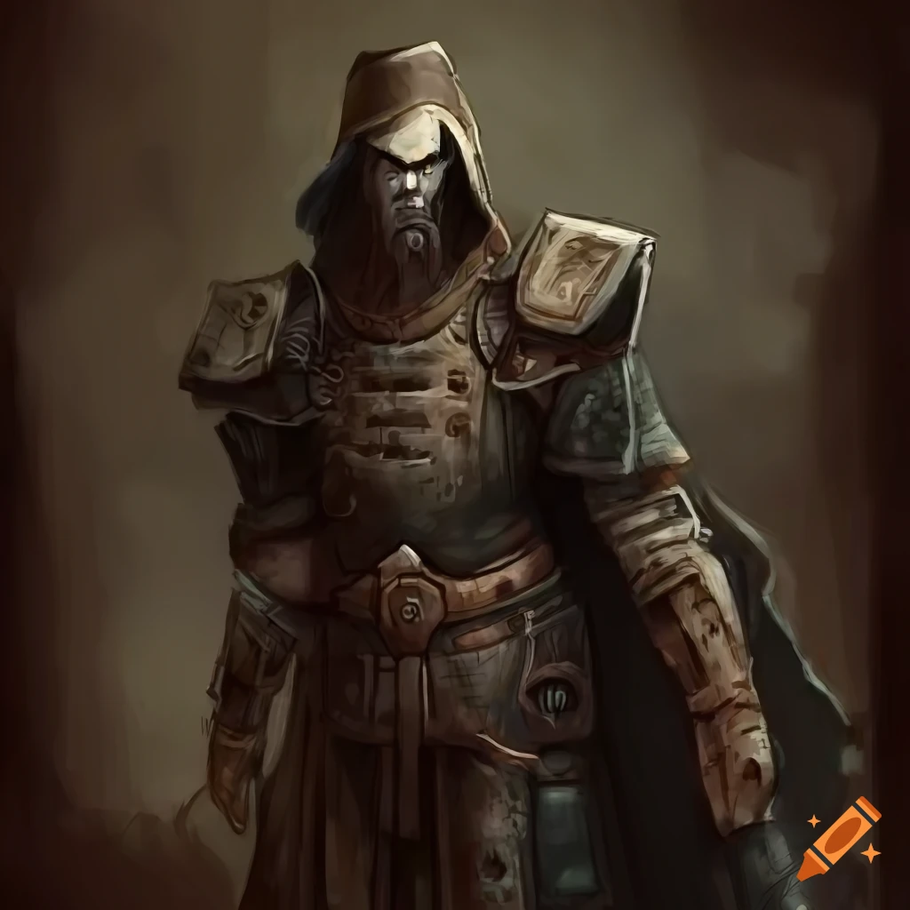 Highly detailed concept art of a wizard in armor in a fallout setting ...