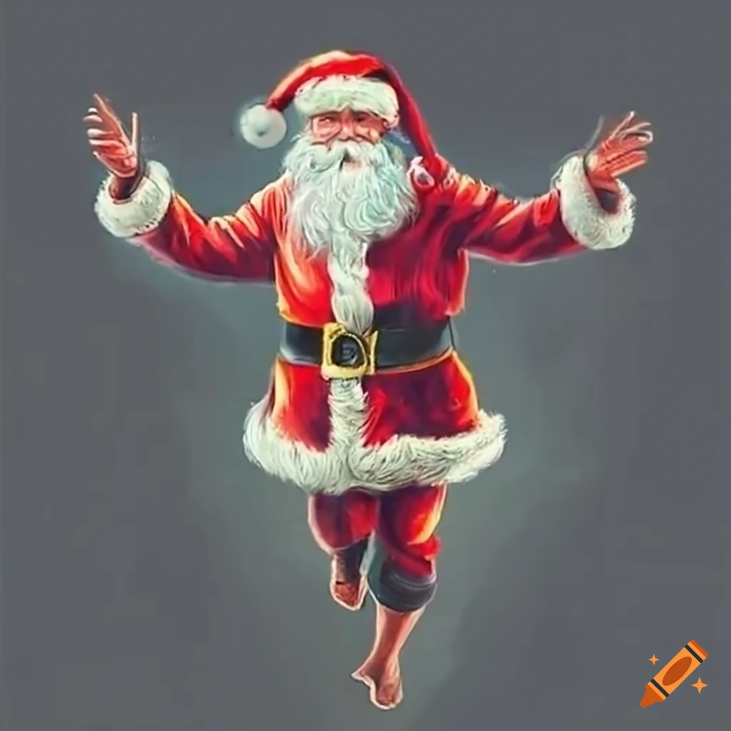Santa claus running barefoot on Craiyon