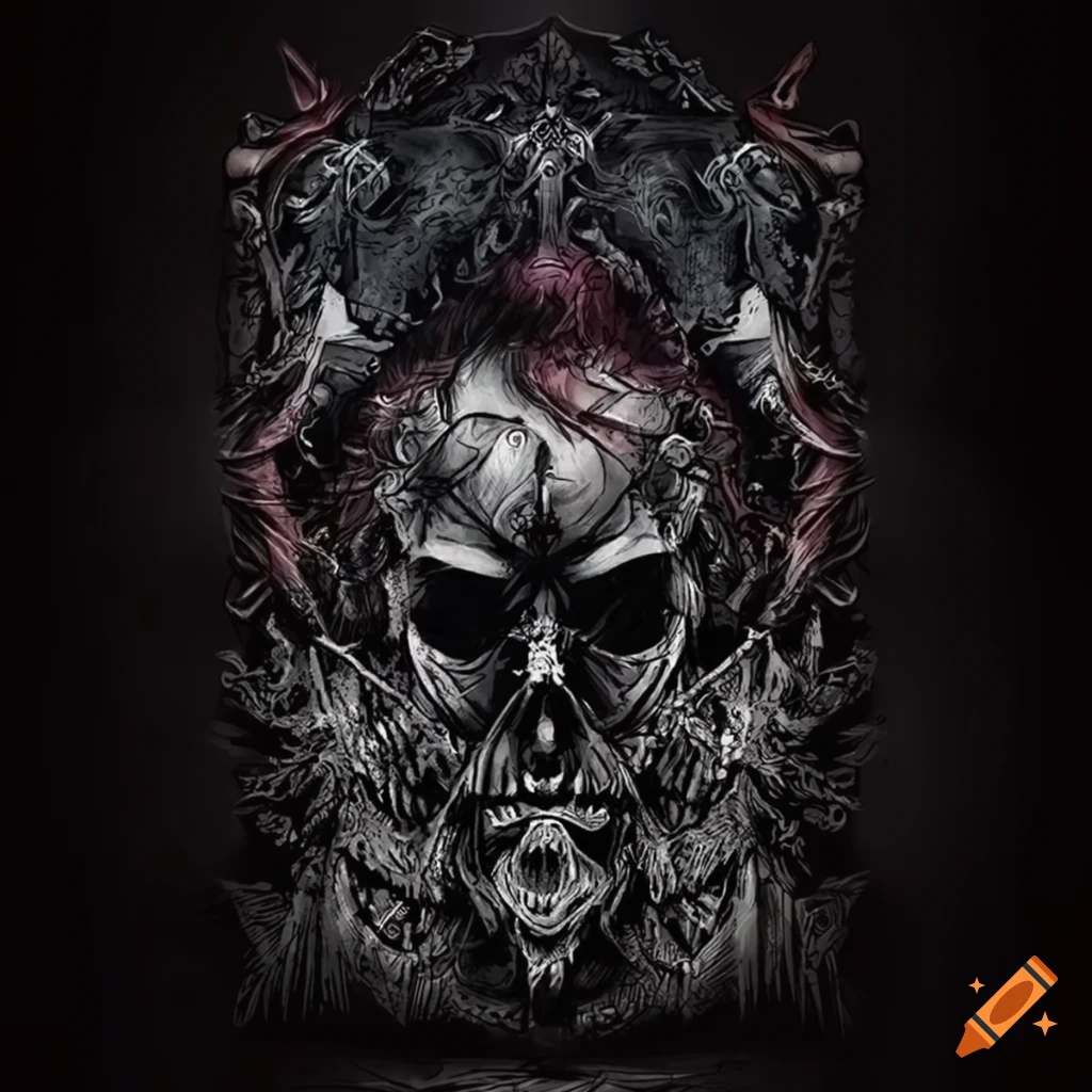 Gothic metal design for a tshirt on Craiyon