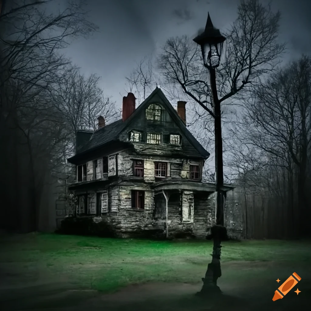 Realistic haunted house on Craiyon