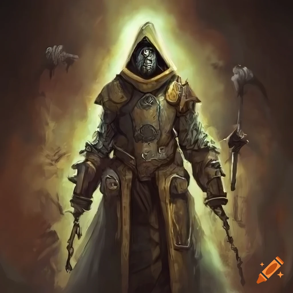 Highly detailed concept art of a wizard in armor in a fallout setting ...