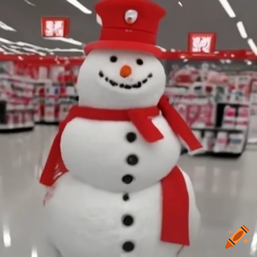 Snowman in Target store captured by security camera on Craiyon