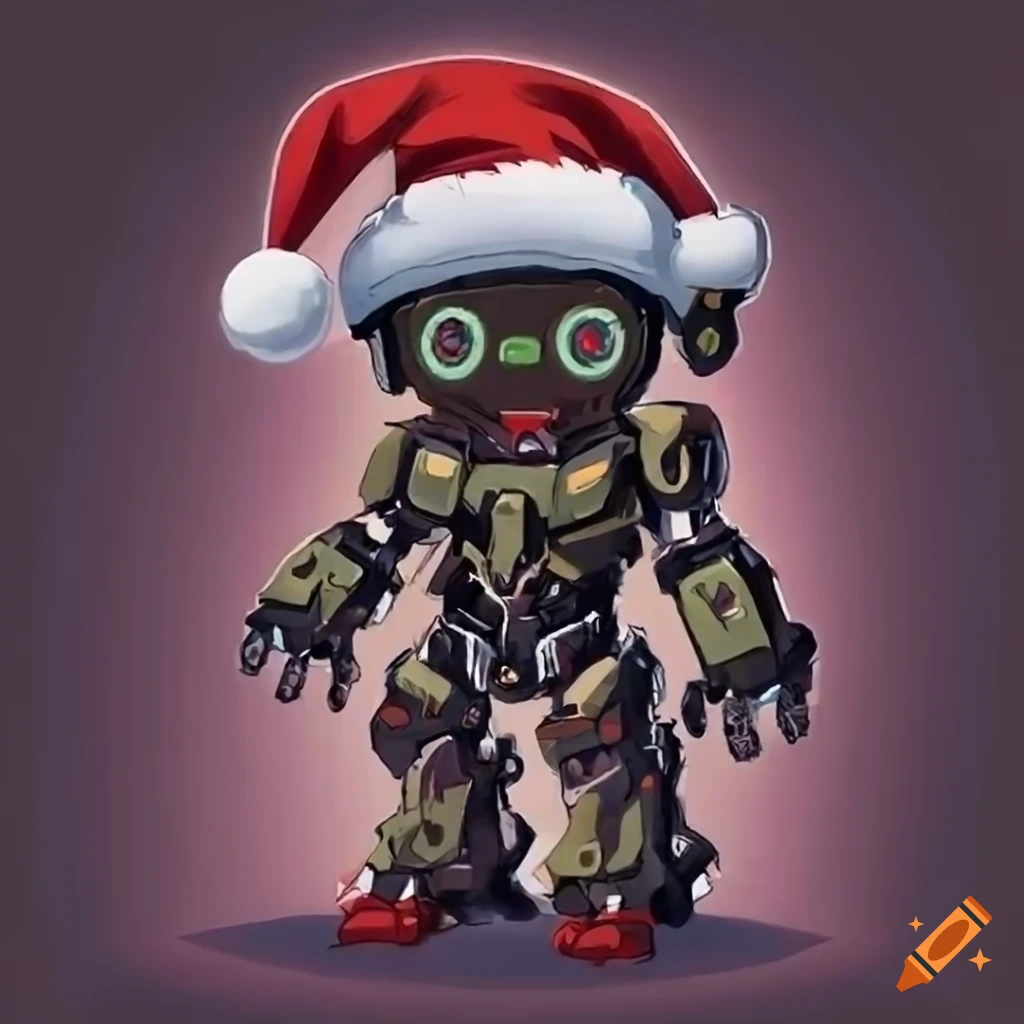 Black anime mecha robot christmas character on Craiyon