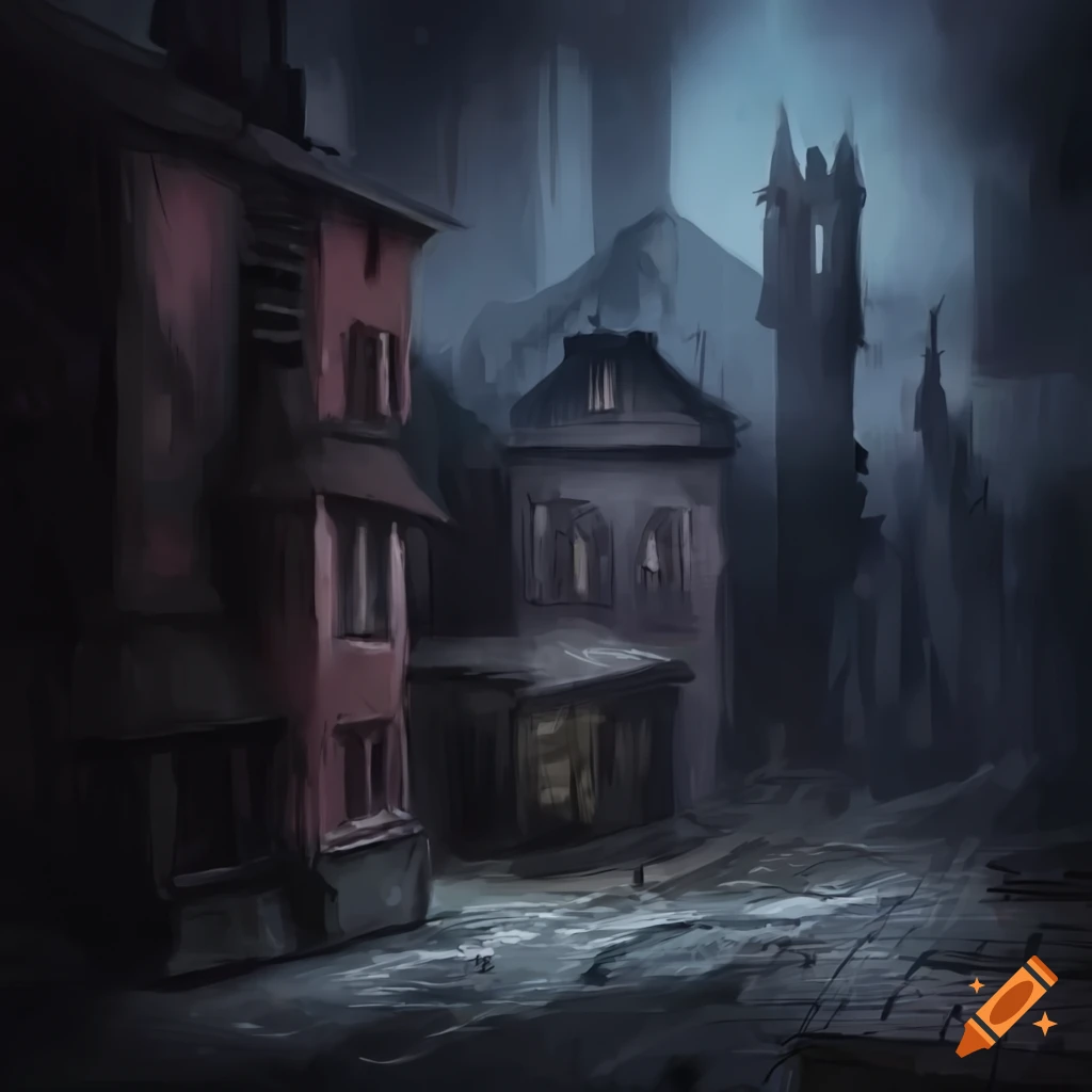 Spooky monster-themed street scene on Craiyon