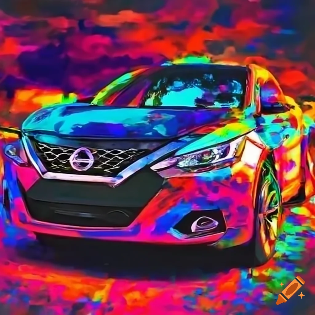 Colorful painting of a nissan altima car on Craiyon
