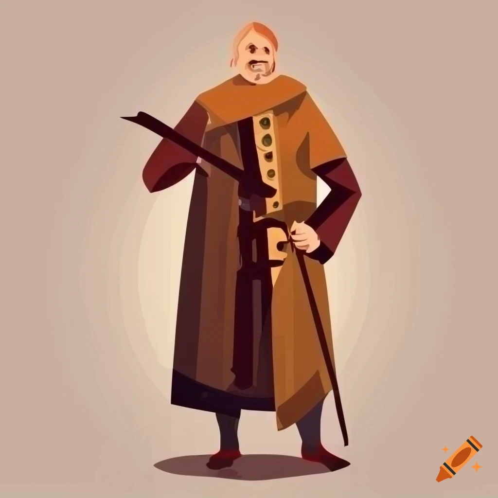 Medieval middle-aged merchant in vector style on Craiyon